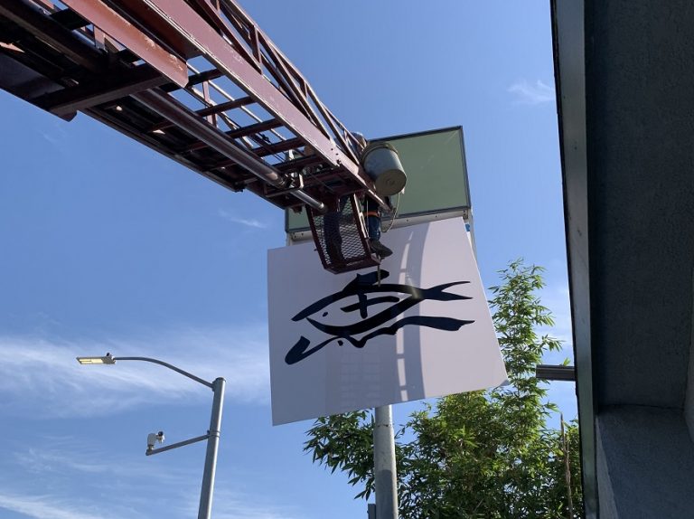 Restaurant Pylon Sign for Mori Sushi in Los Angeles - Premium Solutions