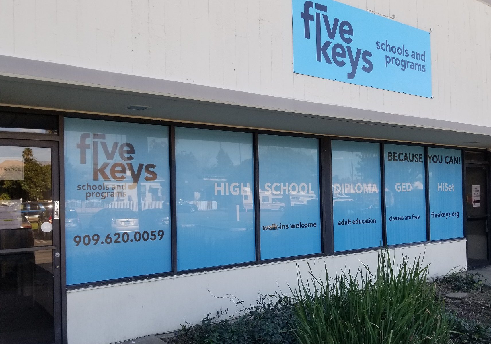 Custom Metal Business Sign and Window Graphics for Five Keys in Pomona ...