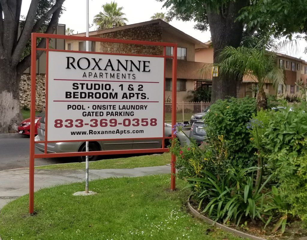 Apartment Post and Panel Sign for Roxanne Apartments in Los Angeles ...