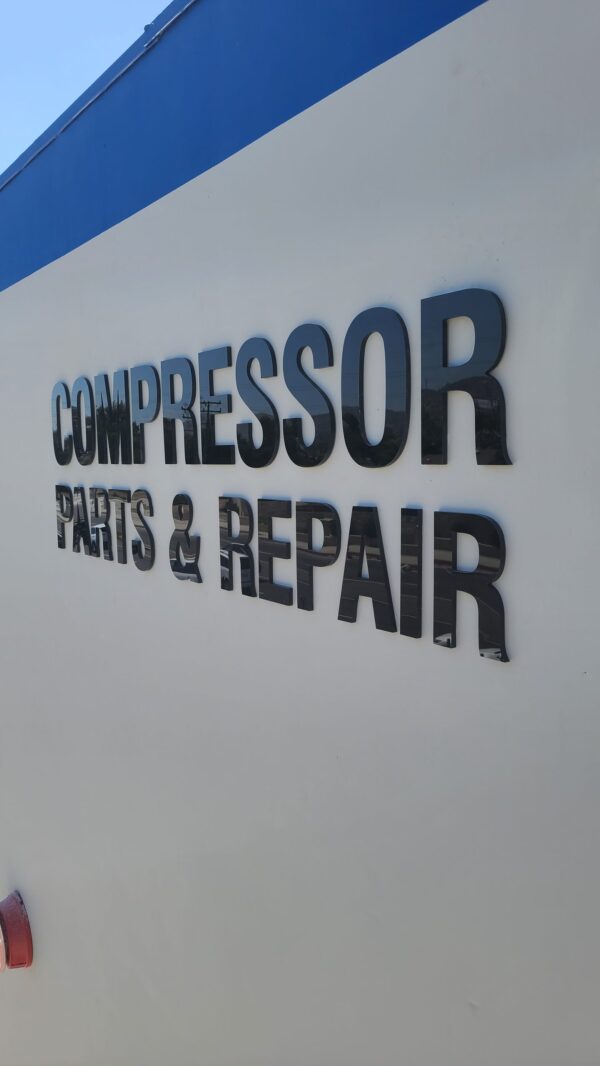 Black Acrylic Letters Business Sign for Compressor Parts and Repair in ...