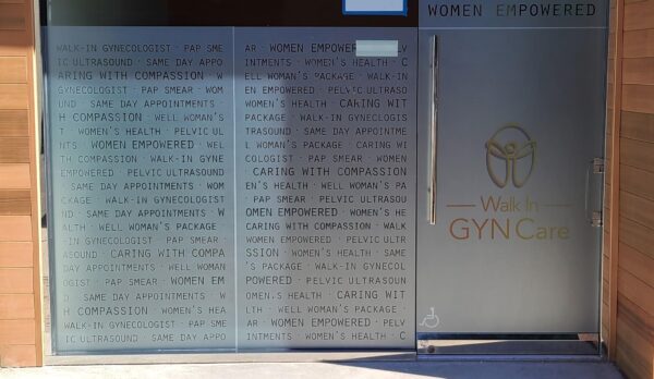 Vinyl Window Graphics Clinic Sign for Los Angeles Walk In GYN Care ...