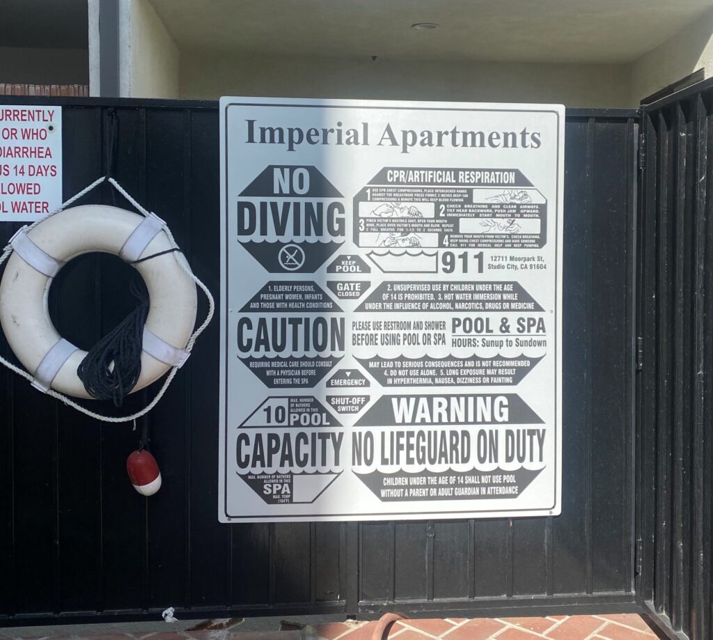 Swimming Pool Safety Sign for Imperial Apartments - Premium Solutions